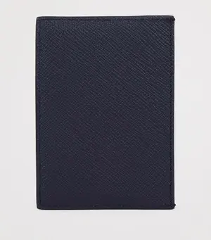 Smythson Panama Leather Compact Card Holder - Blue