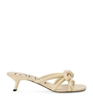 Loewe Lambskin Flamenco Knot Mules 45 - Beige