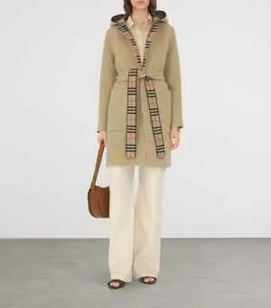 Burberry Wool Reversible Hooded Wrap Coat