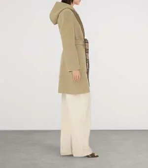 Burberry Wool Reversible Hooded Wrap Coat