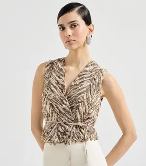 Brunello Cucinelli Knitted Sequin Vest - Brown