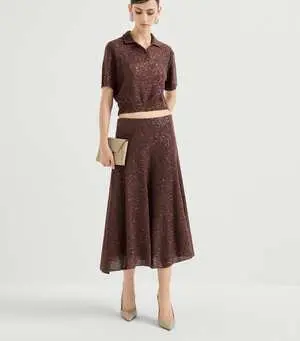 Brunello Cucinelli Sequin Collar Top - Red