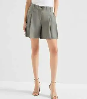 Brunello Cucinelli Linen Pleated Shorts