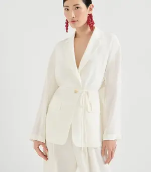 Brunello Cucinelli Sable Silk Crepe Blazer