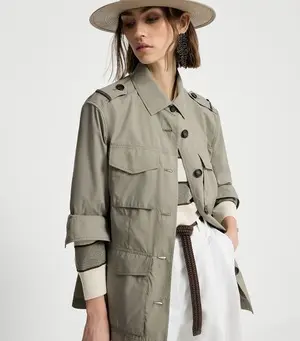 Brunello Cucinelli Techno Cotton Poplin Jacket - Brown