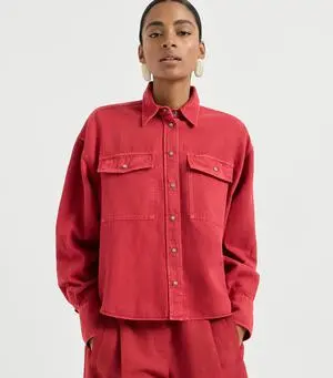 Brunello Cucinelli Cotton-linen Garment-dyed Shirt - Red