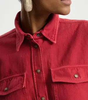 Brunello Cucinelli Cotton-linen Garment-dyed Shirt - Red
