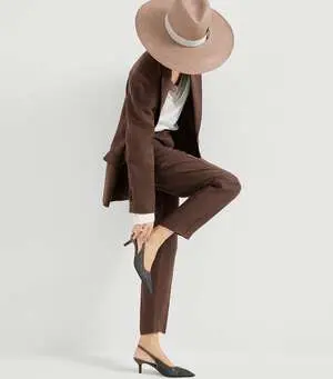 Brunello Cucinelli Suede Slingback Pumps With Monili Embroidery