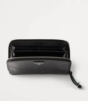 Prada Leather Zip-around Wallet - Black