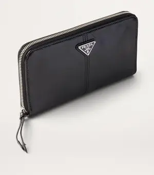 Prada Leather Zip-around Wallet - Black