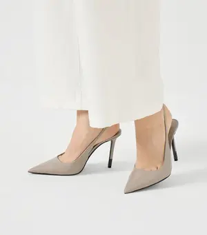 Brunello Cucinelli Leather Slingback Pumps With Monili Detail
