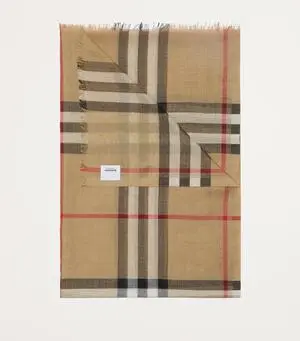 Burberry Wool-silk Check Scarf - Beige