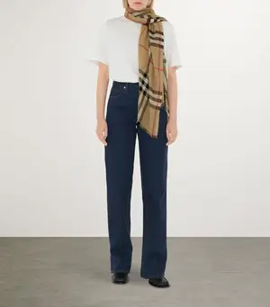 Burberry Wool-silk Check Scarf - Beige