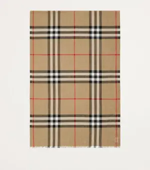Burberry Wool-silk Check Scarf - Beige