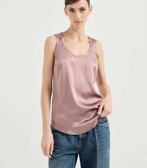 Brunello Cucinelli Stretch-silk Sleeveless Top - Pink
