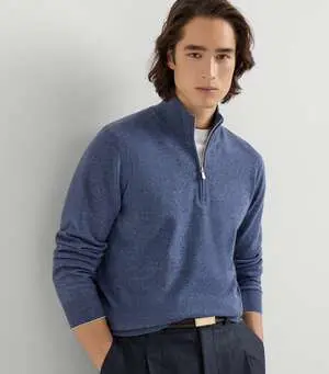 Brunello Cucinelli Cashmere Half-zip Pullover - Blue