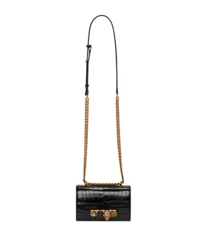 Alexander McQueen Leather Jewelled Satchel - Black