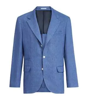 Brunello Cucinelli Linen Single-breasted Blazer - Blue
