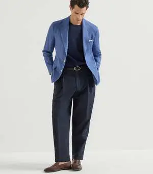 Brunello Cucinelli Linen Single-breasted Blazer - Blue
