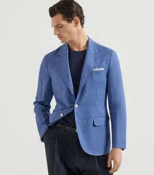 Brunello Cucinelli Linen Single-breasted Blazer - Blue