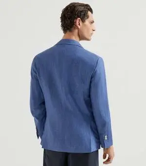 Brunello Cucinelli Linen Single-breasted Blazer - Blue