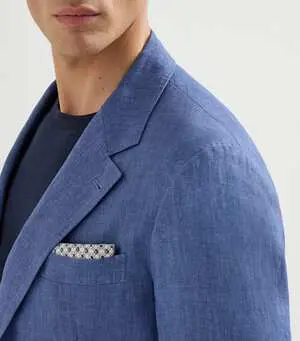 Brunello Cucinelli Linen Single-breasted Blazer - Blue