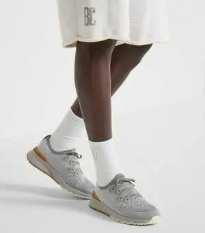 Brunello Cucinelli Cotton-blend Chiné-knit Sneakers