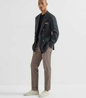 Brunello Cucinelli Stretch-cotton Gabardine Trousers - Brown