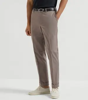 Brunello Cucinelli Stretch-cotton Gabardine Trousers - Brown