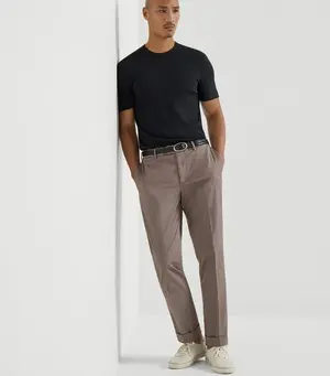 Brunello Cucinelli Stretch-cotton Gabardine Trousers - Brown