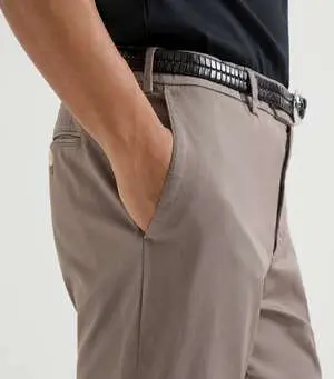 Brunello Cucinelli Stretch-cotton Gabardine Trousers - Brown