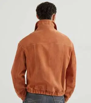 Brunello Cucinelli Suede Zip-up Jacket - Orange
