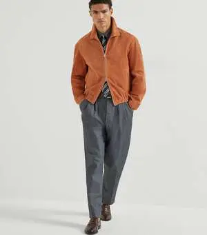Brunello Cucinelli Suede Zip-up Jacket - Orange