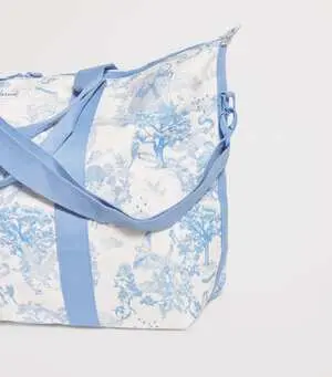 Harrods Toile Packable Overnight Bag And Pouch Set - Blue