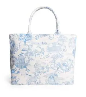 Harrods Toile Print Tote Bag - Blue