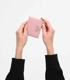 Prada Saffiano Leather Card Holder - Pink