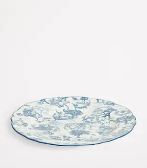 Harrods Bone China Toile Platter - Blue