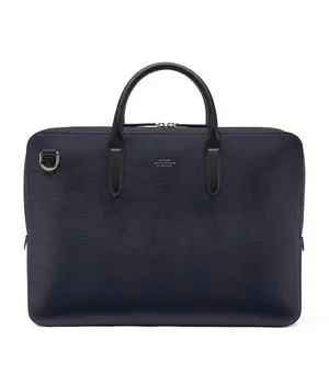 Smythson Leather Briefcase - Blue