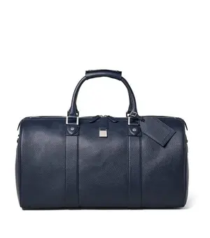 ASPINAL OF LONDON Grained Leather Boston Holdall - Blue