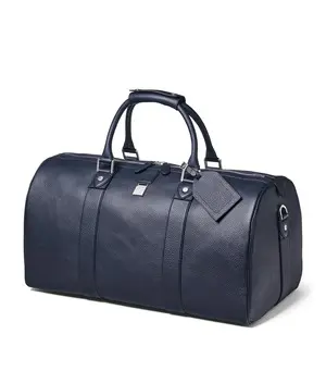 ASPINAL OF LONDON Grained Leather Boston Holdall - Blue