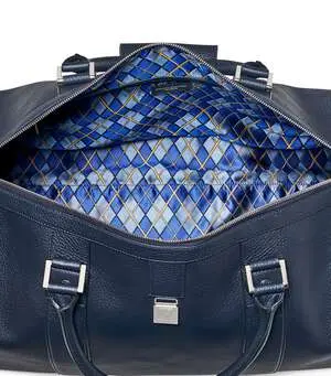 ASPINAL OF LONDON Grained Leather Boston Holdall - Blue