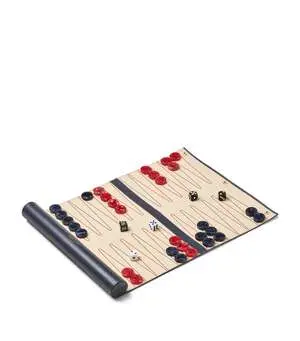 ASPINAL OF LONDON Leather Travel Backgammon Set - Navy