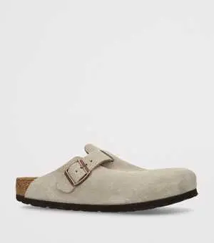 BIRKENSTOCK Suede Boston Clogs - Brown