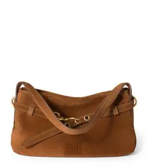 Miu Miu Suede Aventure Shoulder Bag - Brown