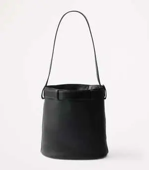 Prada Leather Buckled Bucket Bag - Black