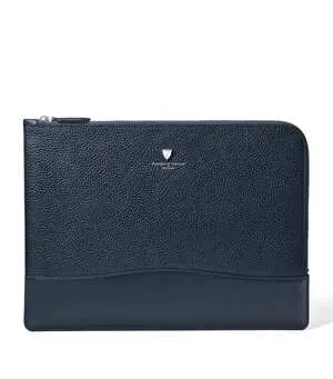 ASPINAL OF LONDON Leather Mount Street Laptop Case - Navy