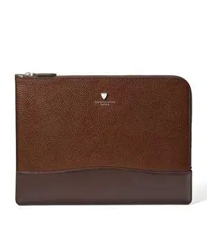 ASPINAL OF LONDON Leather Mount Street Laptop Case - Brown