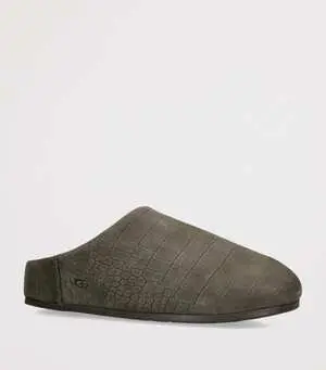 UGG Leather Embossed Slippers - Grey