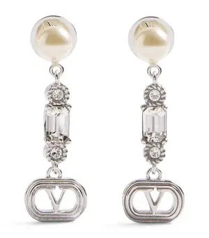 Valentino Garavani Crystal Ovalette Earrings - Silver