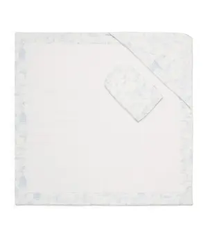 Harrods Organic Cotton Hooded Towel And Wash Mitt Set - Blue